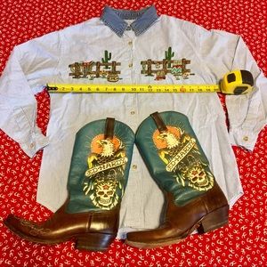 Solutions | Tops | Desert Ranch Scene Embroidered Western Shirt | Poshmark